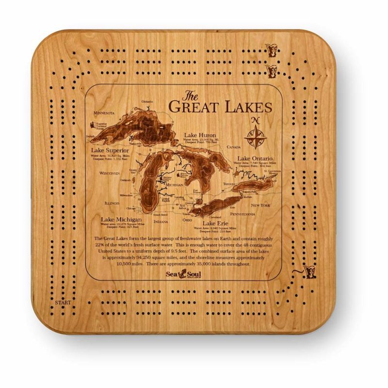 Great Lakes 3 Player Cribbage Board - Sea and Soul Charts