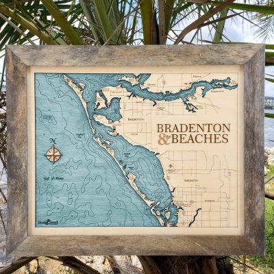 Bradenton Beaches Wall Art - Two-Level Wood Map - Sea and Soul Charts