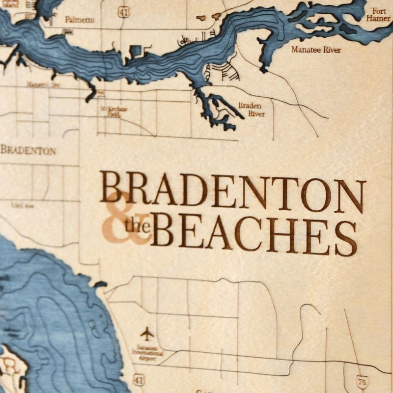 Bradenton Beaches Wall Art - Two-Level Wood Map - Sea and Soul Charts