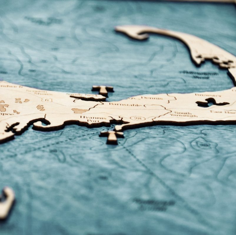 Cape Cod Wall Art - Two-Level 3D Wood Map - Sea and Soul Charts