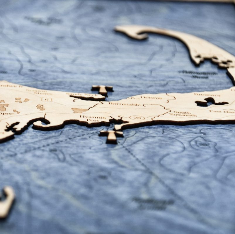 Cape Cod Wall Art - Two-Level 3D Wood Map - Sea and Soul Charts