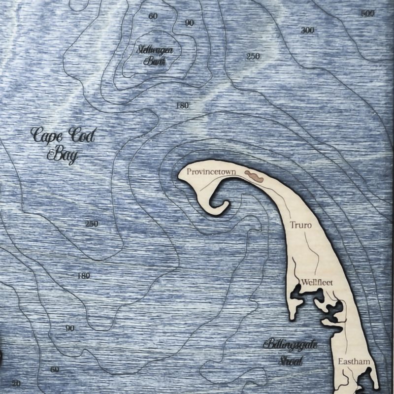 Cape Cod Wall Art - Two-Level 3D Wood Map - Sea and Soul Charts