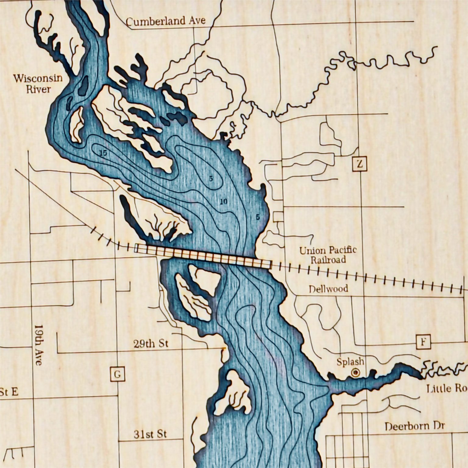 Castle Rock Wall Art - Two-Level 3D Wood Map - Sea and Soul Charts