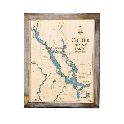 Chetek Chain of Lakes 4 Level Nautical Chart Wall Art - 16”x 20” - Sea ...