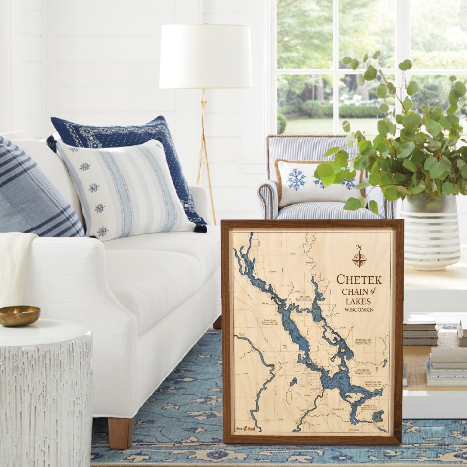 Chetek Chain of Lakes 4 Level Nautical Chart Wall Art - 16”x 20” - Sea ...