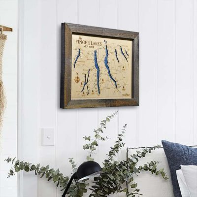 Finger Lakes Nautical Chart 2D Wall Art 13"x16" - Sea and Soul Charts