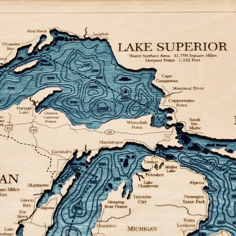 Great Lakes Wall Art - Two-Level 3D Wood Map - Sea and Soul Charts