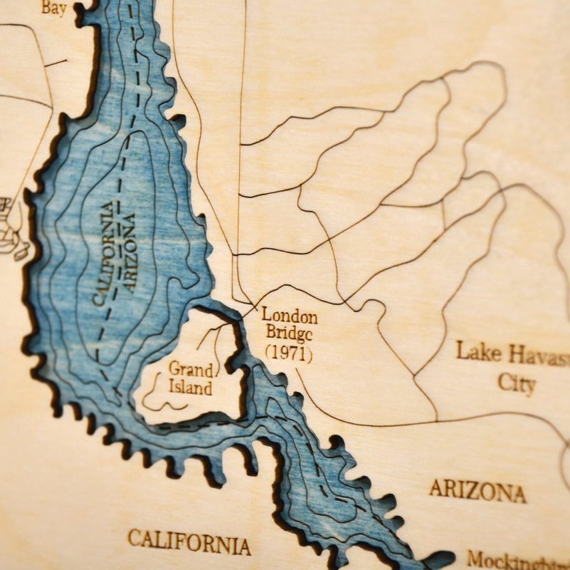 Lake Havasu Wall Art - Two-Level 3D Wood Map - Sea and Soul Charts