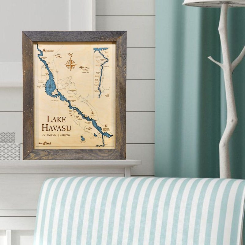 Lake Havasu Wall Art - Two-Level 3D Wood Map - Sea and Soul Charts
