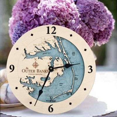 Outer Banks Nautical Map Clock - Sea and Soul Charts