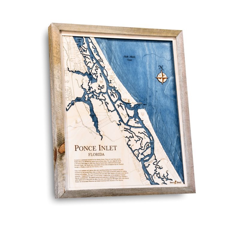 Ponce Inlet 4 Level Nautical Chart Wall Art - 16”x 20” - Sea and Soul ...