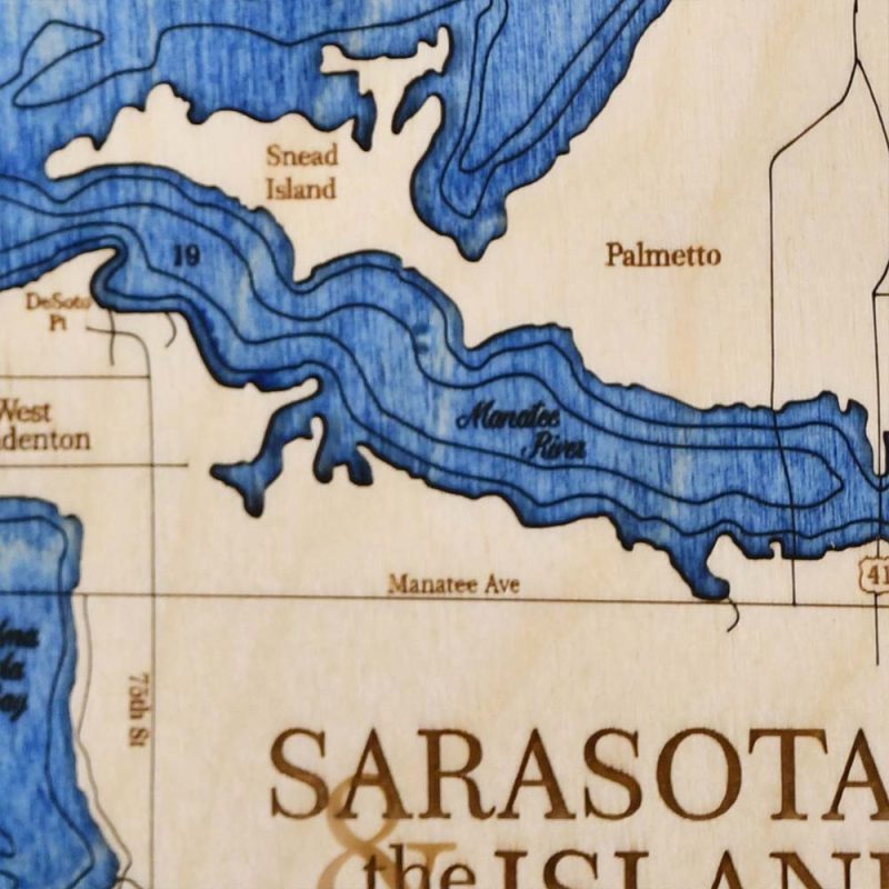 Sarasota Bay & the Islands Nautical Map Boat Cleat Serving Tray - Sea ...