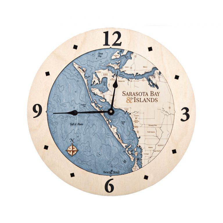 Sarasota Bay Nautical Map Clock - Sea and Soul Charts
