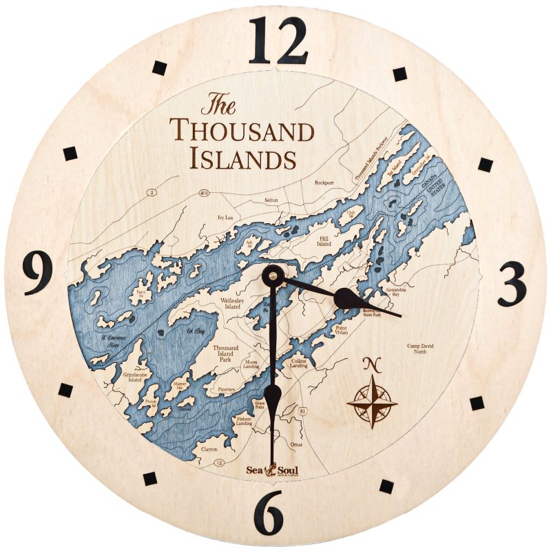 Thousand Islands Nautical Map Clock - Sea and Soul Charts