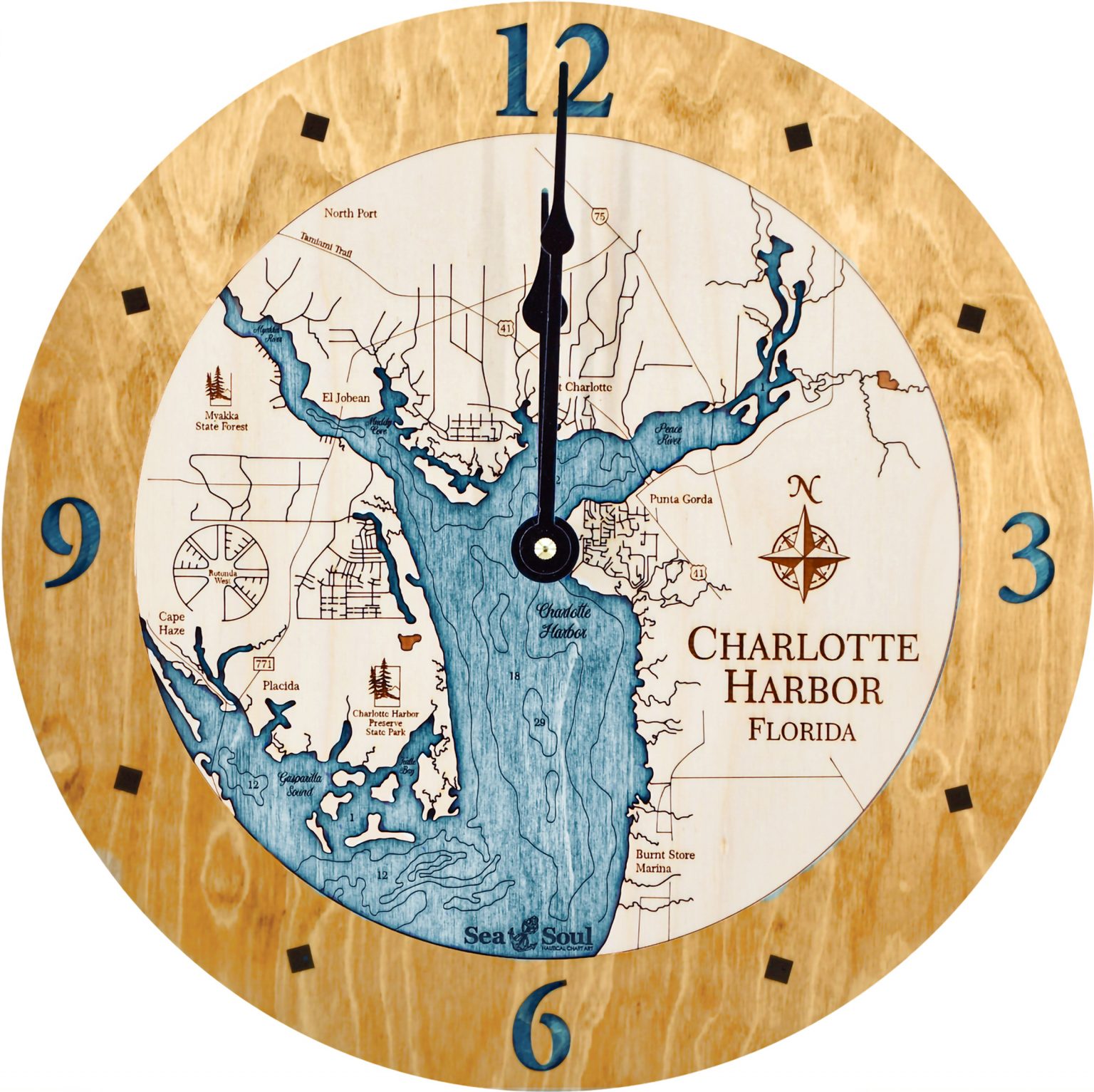 Charlotte Harbor Nautical Map Clock - Sea and Soul Charts
