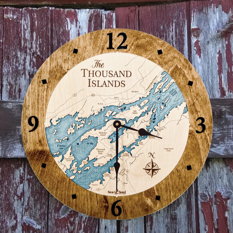 Thousand Islands Nautical Map Clock - Sea and Soul Charts
