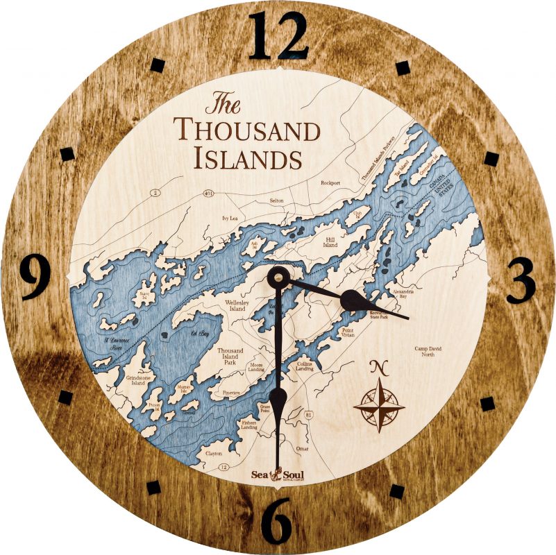 Thousand Islands Nautical Map Clock - Sea and Soul Charts