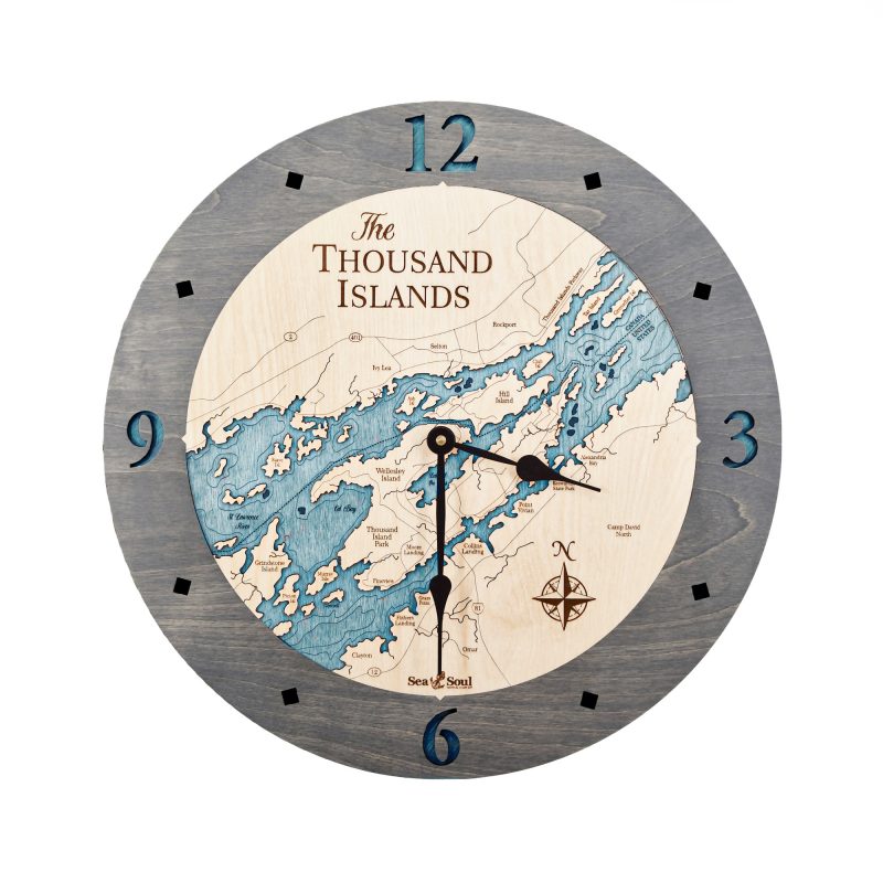 Thousand Islands Nautical Map Clock - Sea and Soul Charts