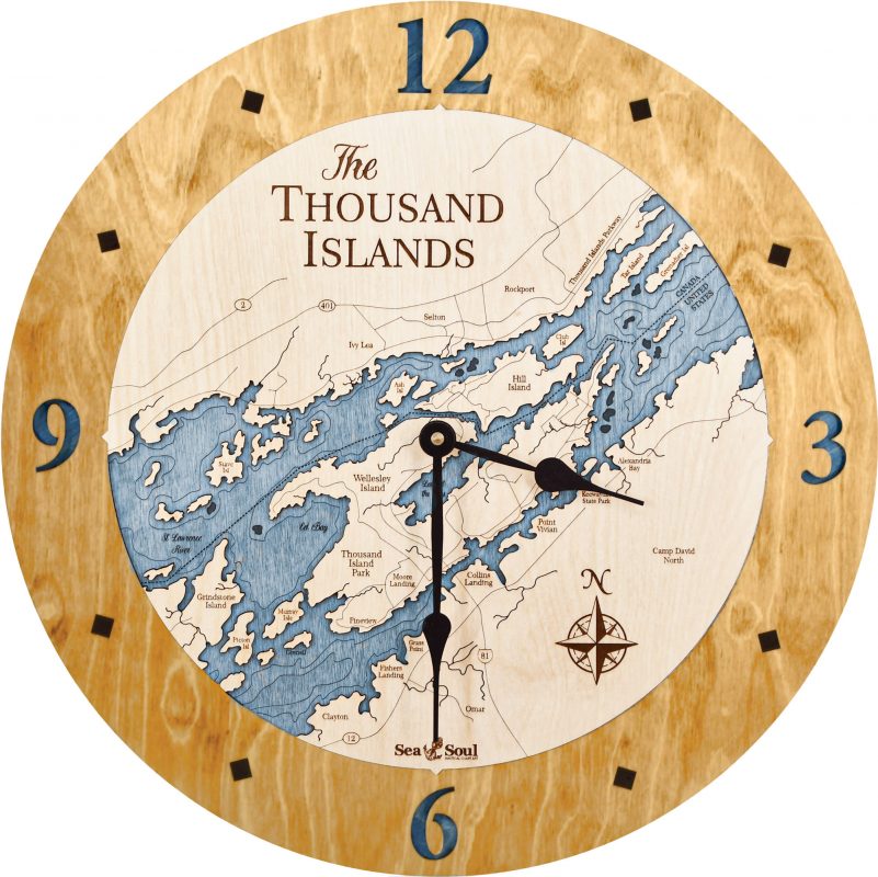 Thousand Islands Nautical Map Clock - Sea and Soul Charts