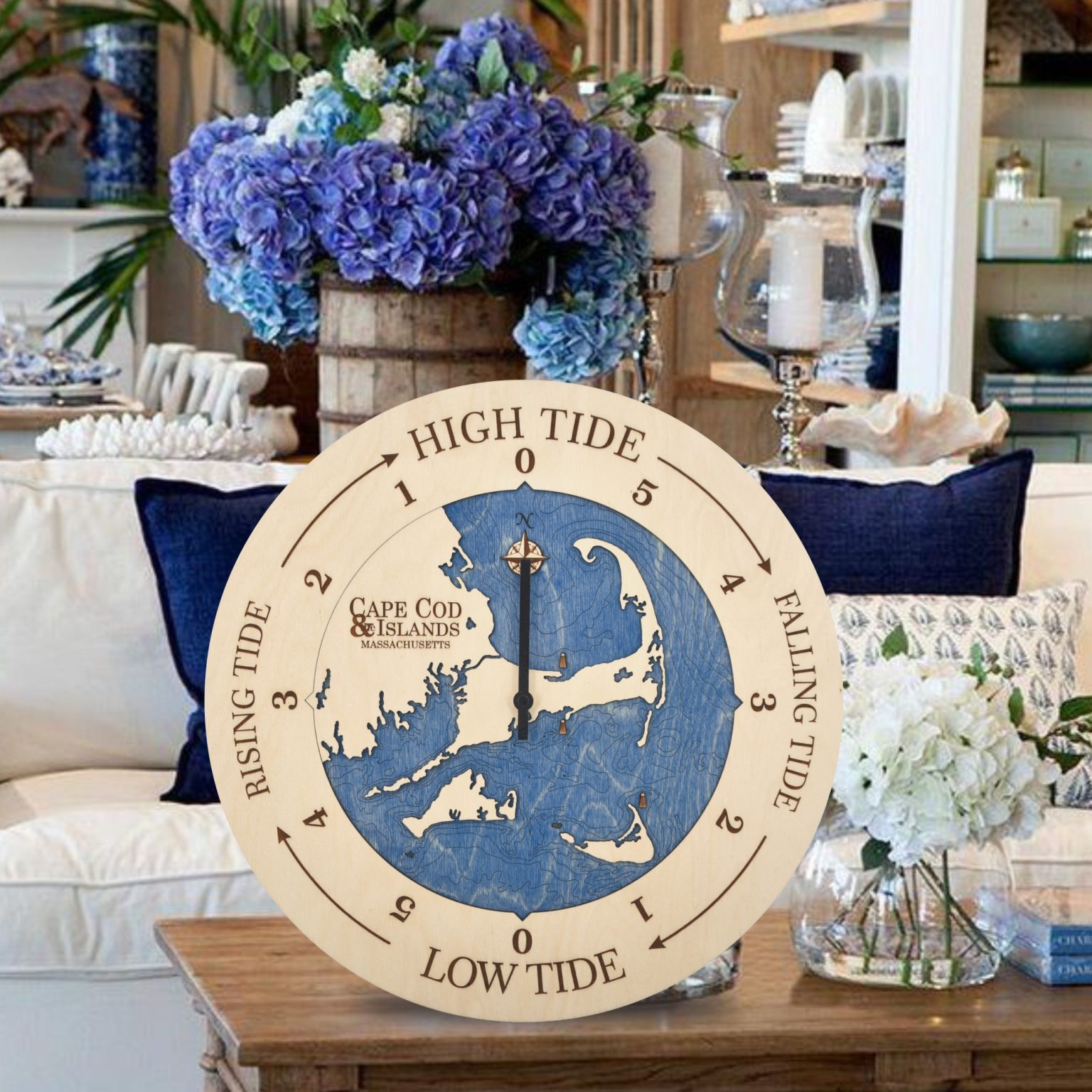 Build Your Own Wood Map Tide Clock - 16" - Sea and Soul Charts