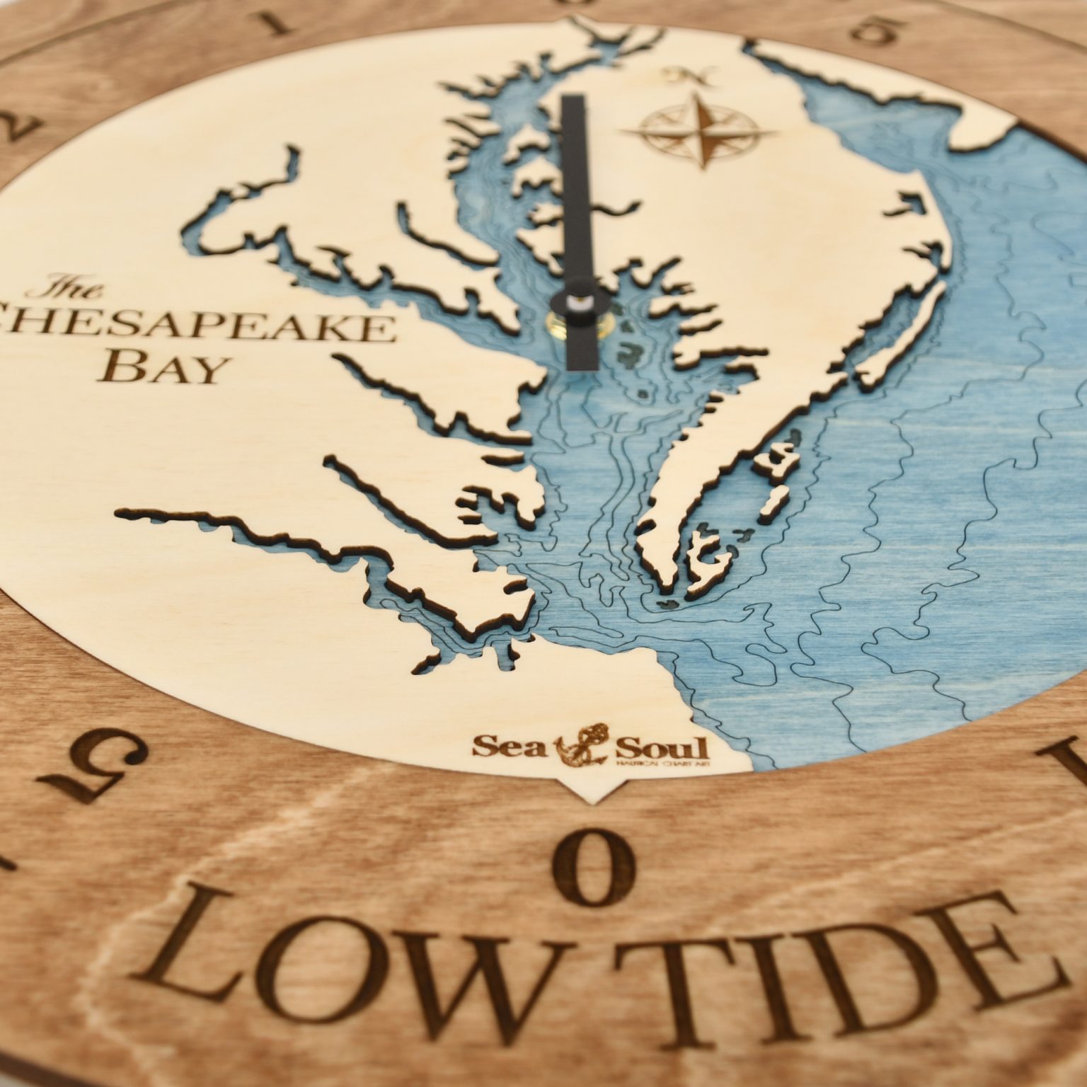 Build Your Own Wood Map Tide Clock - 16" - Sea and Soul Charts