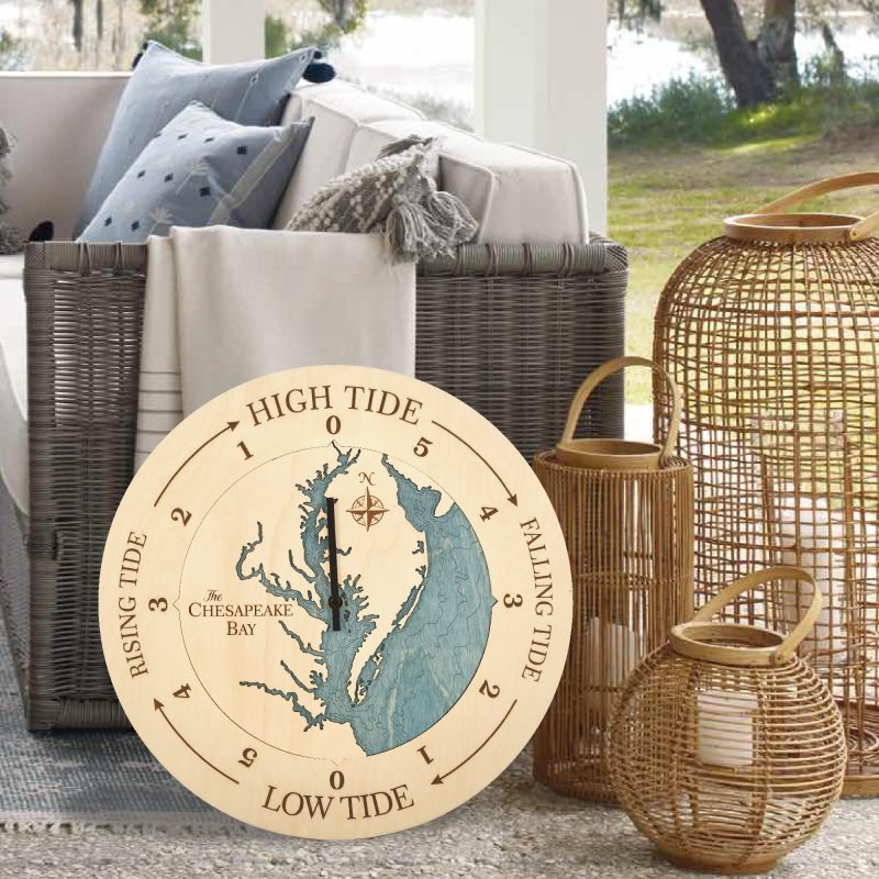 Build Your Own Wood Map Tide Clock - 16" - Sea and Soul Charts