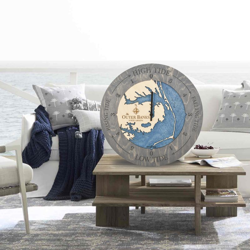 Build Your Own Wood Map Tide Clock - 16" - Sea and Soul Charts