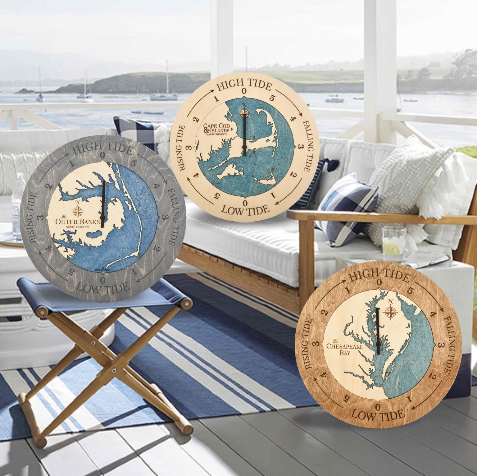 Build Your Own Wood Map Tide Clock - 16" - Sea and Soul Charts