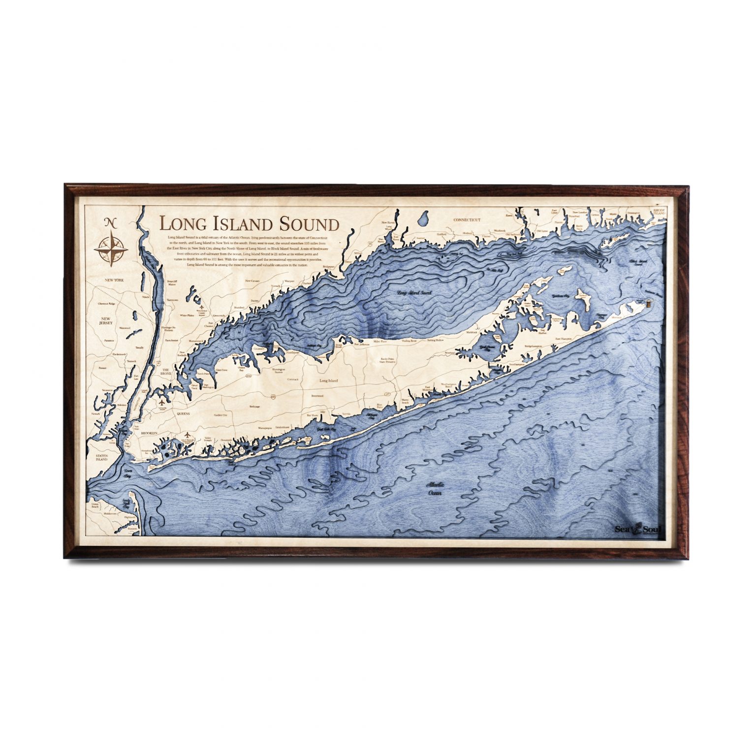 Long Island Sound Nautical Map Wall Art - Sea and Soul Charts