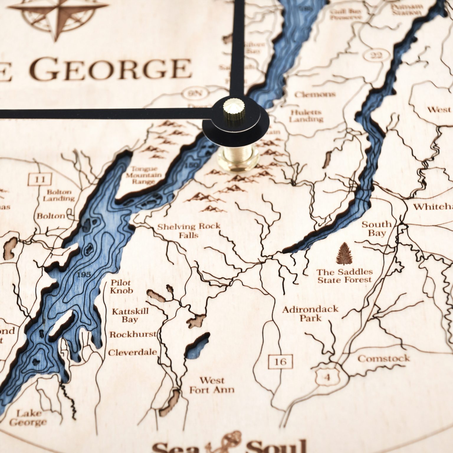 Lake George Nautical Map Clock - Sea and Soul Charts