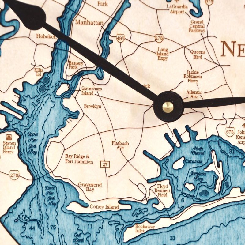 New York Harbor Nautical Map Clock - Sea and Soul Charts