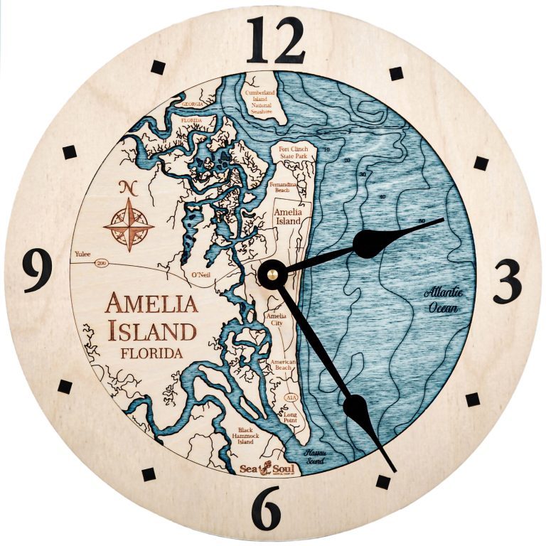 Nautical 3D Wood Map Wall Clocks - Sea and Soul Charts
