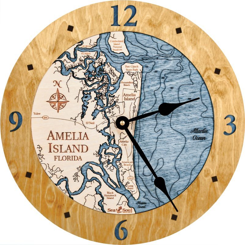 Amelia Island Nautical Map Clock - Sea and Soul Charts