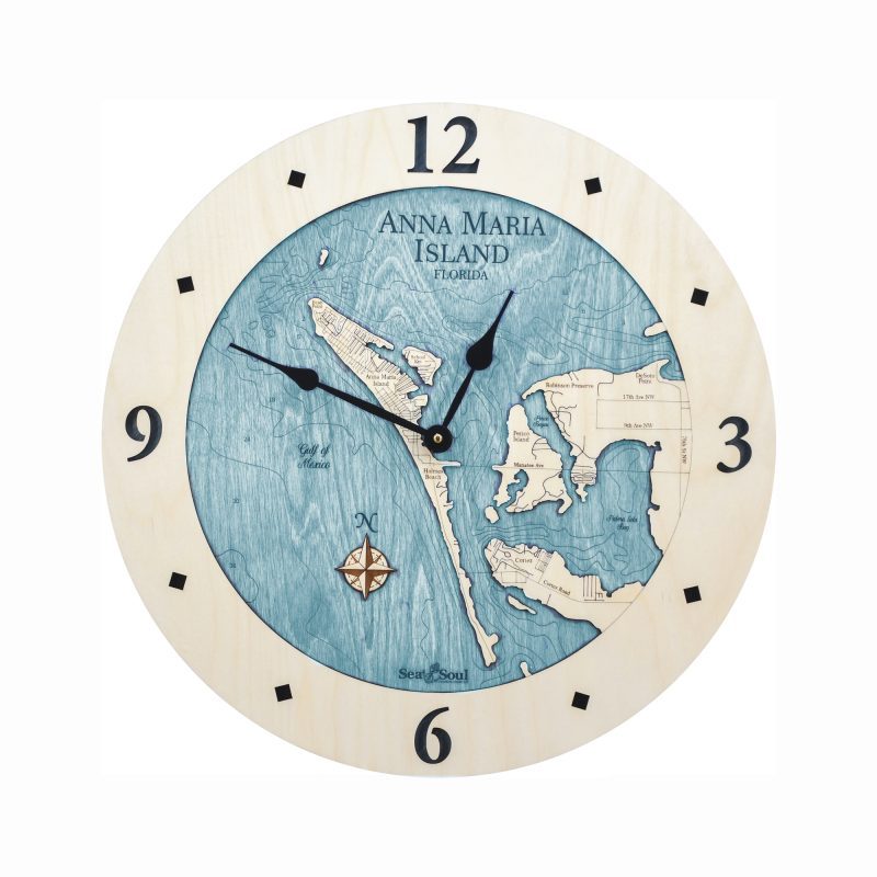 Anna Maria Island Nautical Map Clock - Sea and Soul Charts