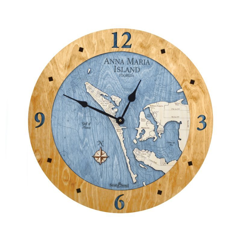 Anna Maria Island Nautical Map Clock - Sea and Soul Charts