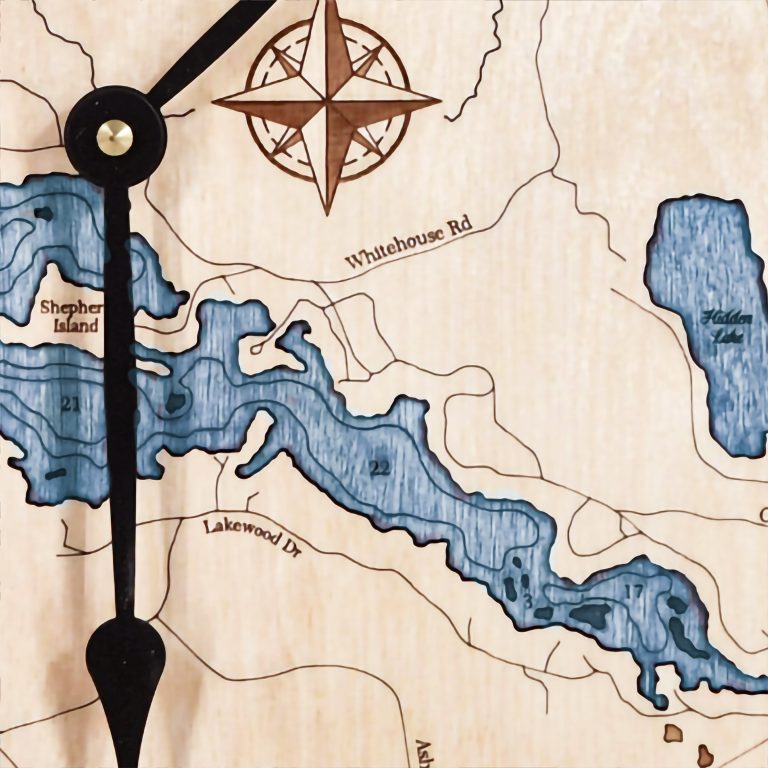Balch Lake Nautical Map Clock - Sea and Soul Charts