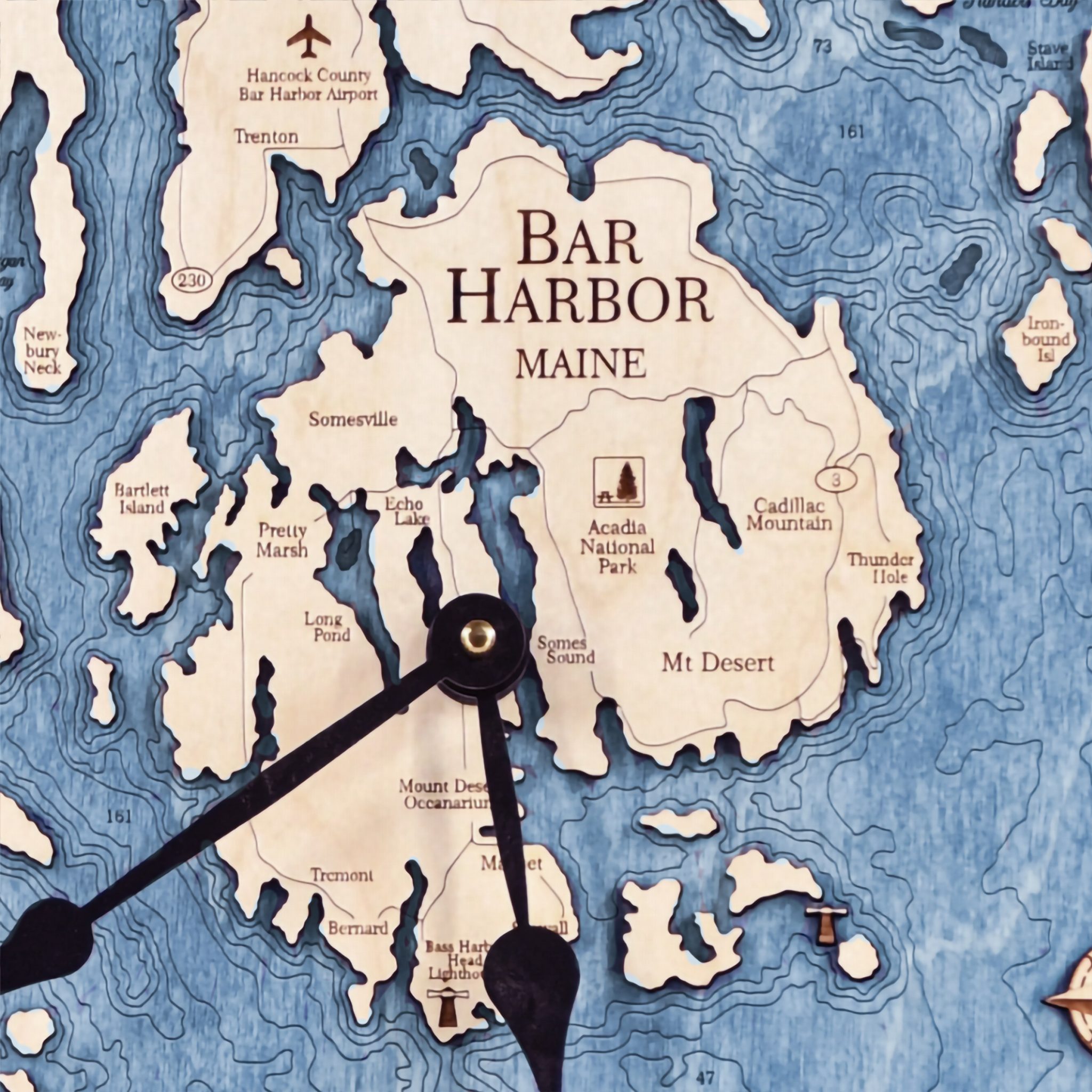 Bar Harbor Nautical Map Clock - Sea and Soul Charts