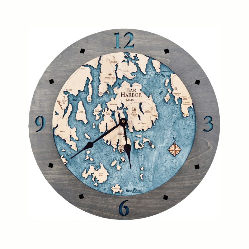 Bar Harbor Nautical Map Clock - Sea and Soul Charts