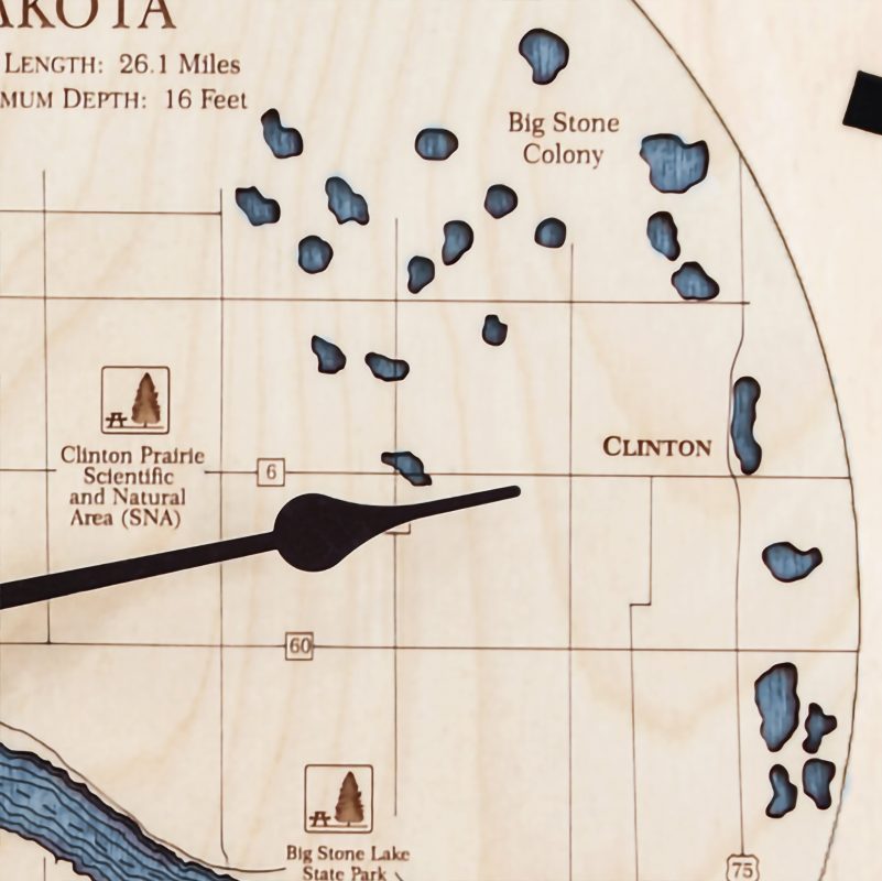 Big Stone Lake Nautical Map Clock - Sea and Soul Charts