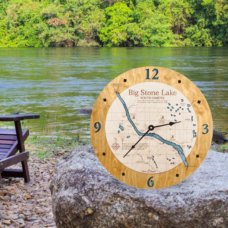 Big Stone Lake Nautical Map Clock - Sea and Soul Charts