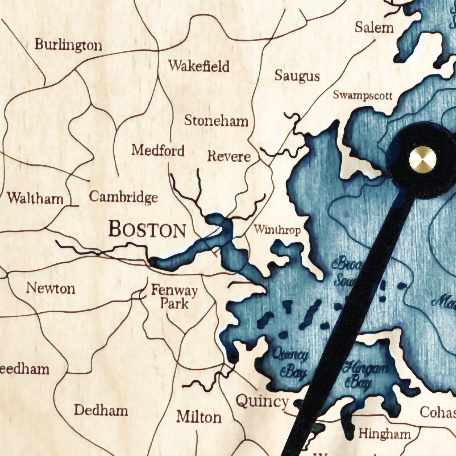 Boston Harbor Nautical Map Clock - Sea and Soul Charts