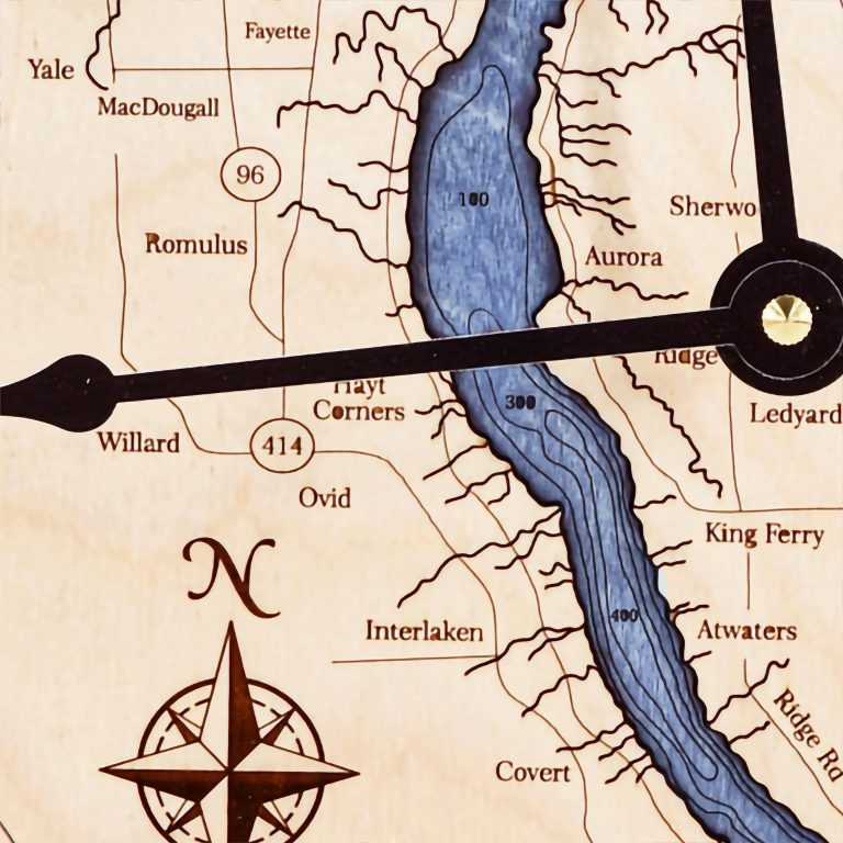 Cayuga Lake Nautical Map Clock - Sea and Soul Charts