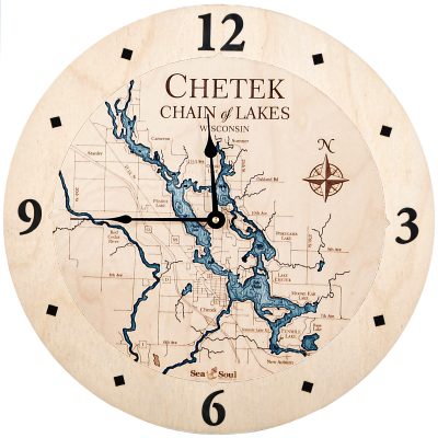 Chetek Chain of Lakes Nautical Map Clock - Sea and Soul Charts
