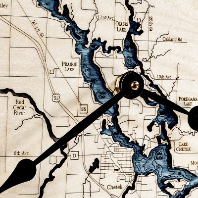 Chetek Chain of Lakes Nautical Map Clock - Sea and Soul Charts