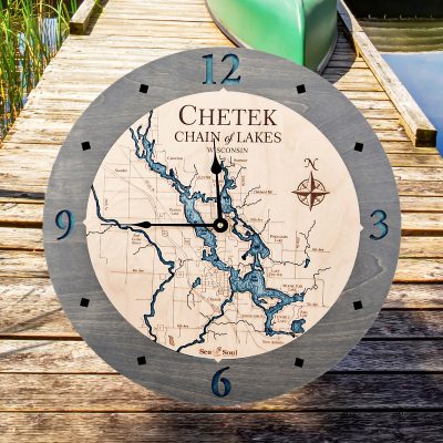 Chetek Chain of Lakes Nautical Map Clock - Sea and Soul Charts
