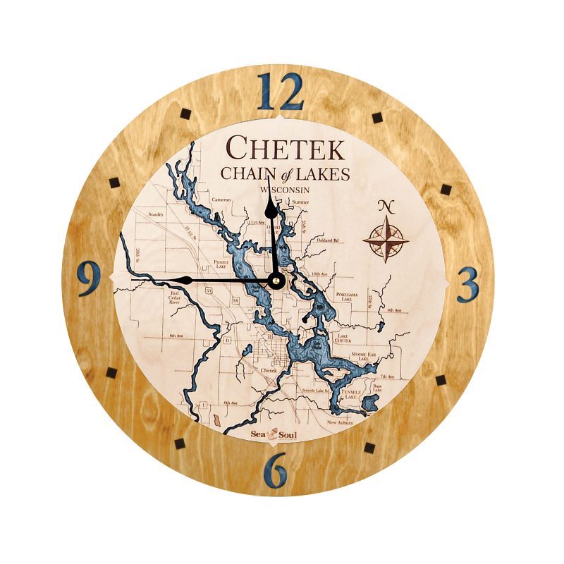 Chetek Chain of Lakes Nautical Map Clock - Sea and Soul Charts