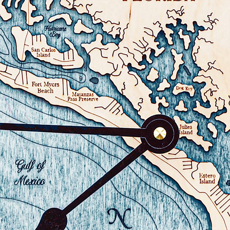Fort Myers Beach Nautical Map Clock - Sea and Soul Charts