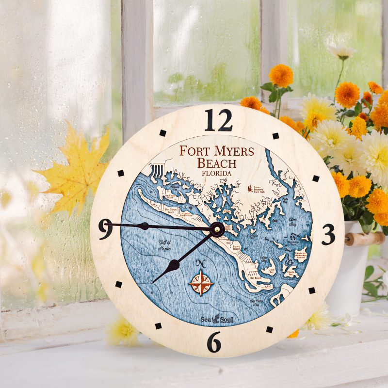 Fort Myers Beach Nautical Map Clock - Sea and Soul Charts