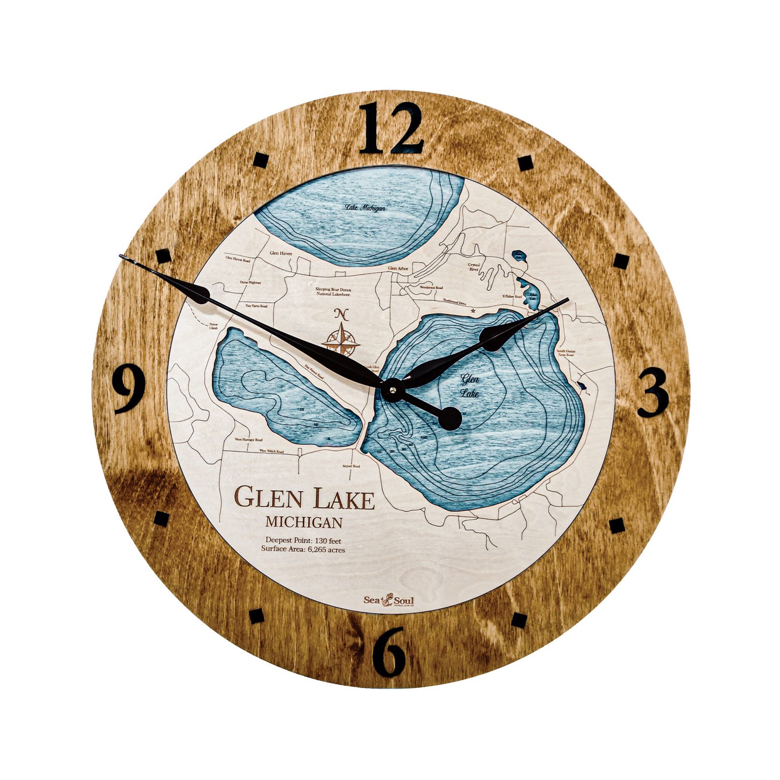 Glen Lake Nautical Map Clock - Sea and Soul Charts