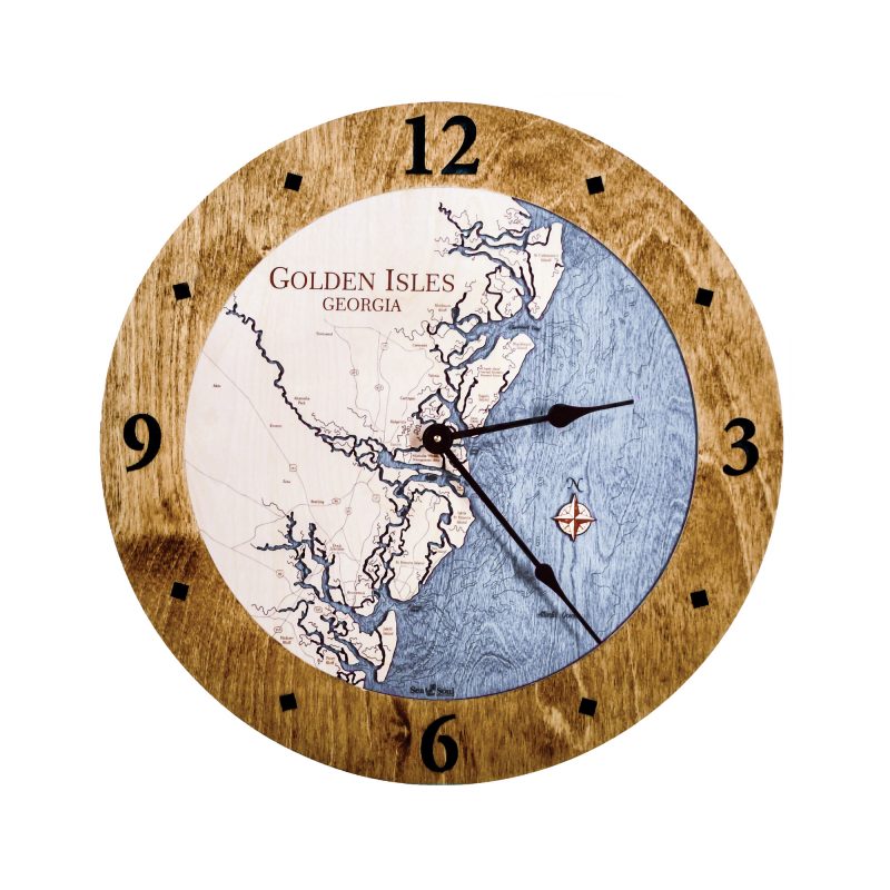 Golden Isles Nautical Map Clock - Sea and Soul Charts
